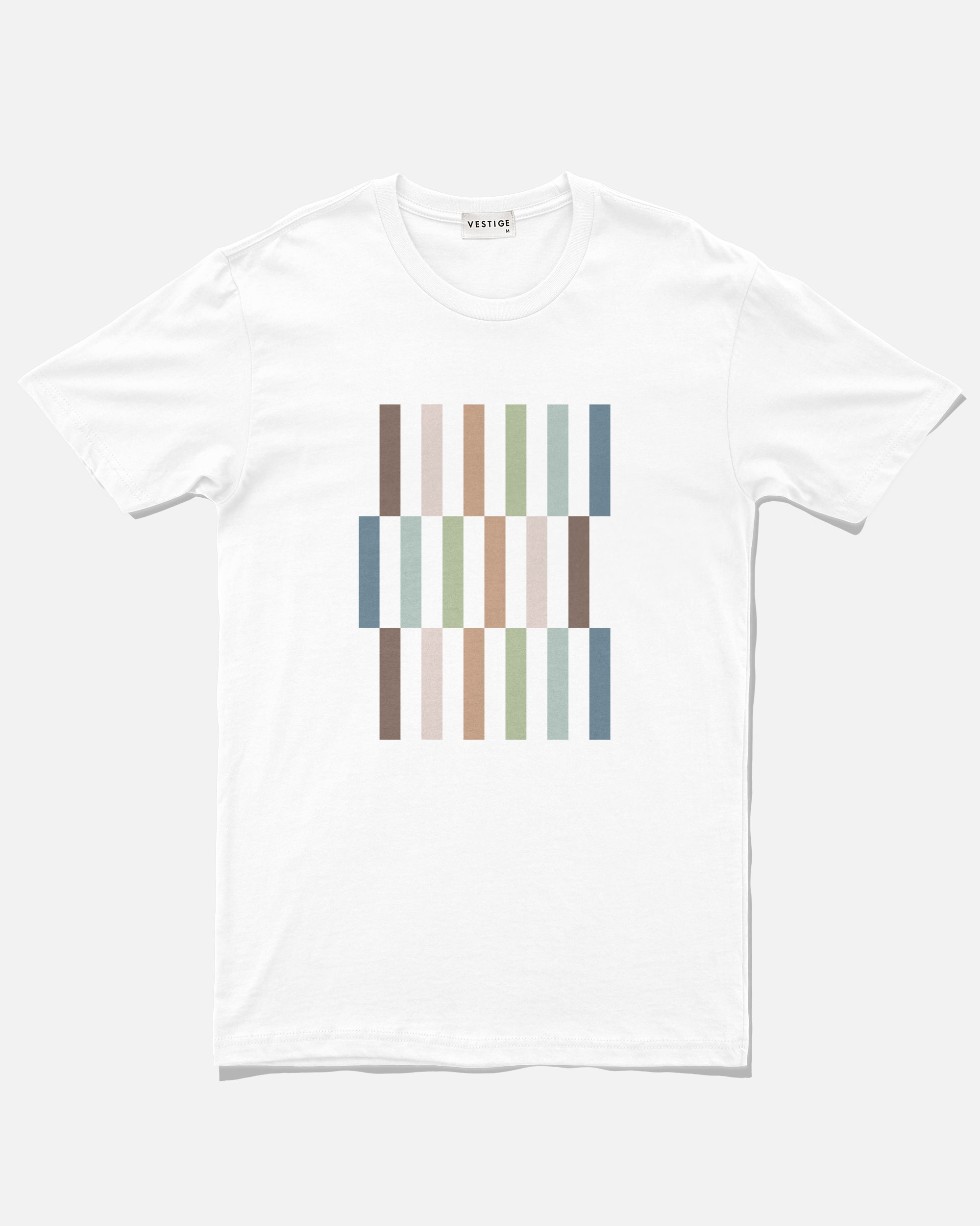Vertical Bars Tee, White – VESTIGE