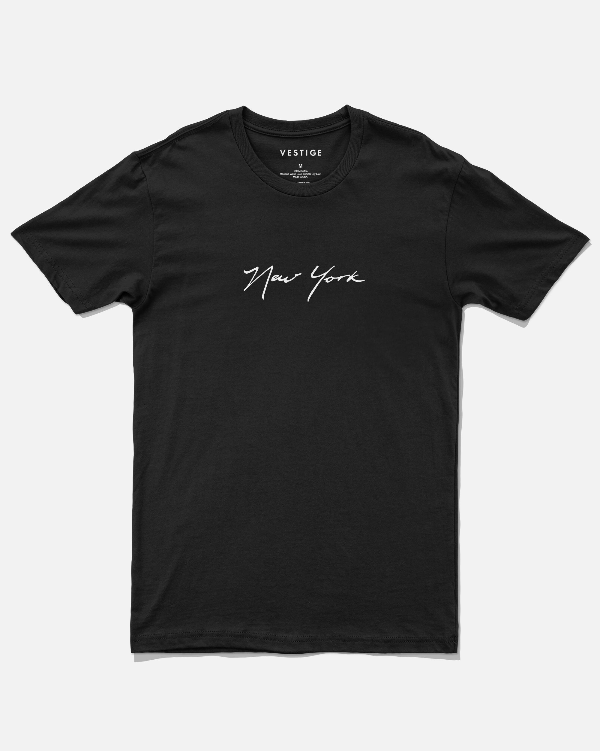 New York Script Tee, Black – VESTIGE